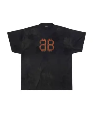 Balenciaga T-shirt Crypto Oversize In Nero Délav