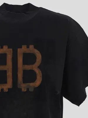 Balenciaga T-shirt Crypto Oversize In Nero Délav