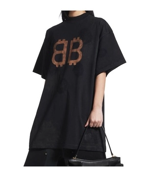 Balenciaga T-shirt Crypto Oversize In Nero Délav