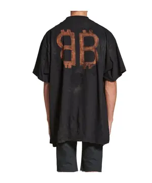 Balenciaga T-shirt Crypto Oversize In Nero Délav