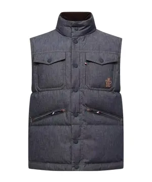 Moncler Krachan Down Denim Vest - Dark Gray