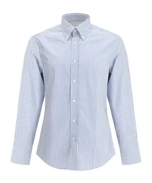 Brunello Cucinelli Striped Poplin Shirt - White