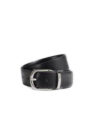 Zegna Logo Detailed Reversible Buckle Belt - Black