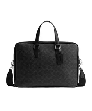 COACH Caden Zip Patterned Briefcase - Black