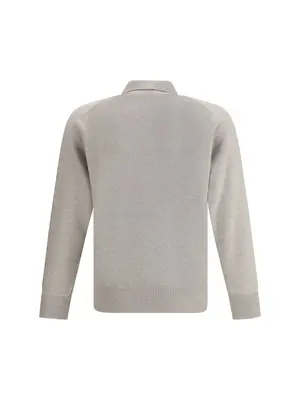 Brunello Cucinelli Long-sleeved Knitted Polo Shirt - Beige