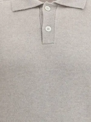 Brunello Cucinelli Long-sleeved Knitted Polo Shirt - Beige