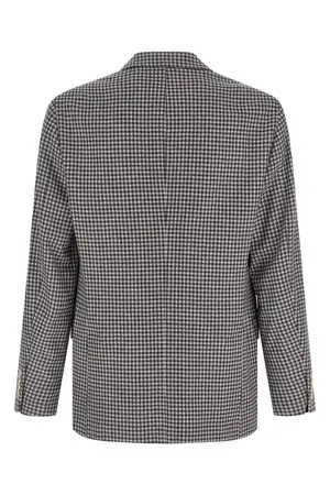 Brunello Cucinelli Houndstooth Single-breasted Blazer - Dark Gray