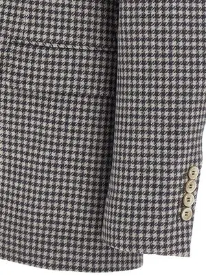 Brunello Cucinelli Houndstooth Single-breasted Blazer - Dark Gray