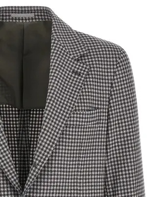 Brunello Cucinelli Houndstooth Single-breasted Blazer - Dark Gray