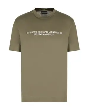 Emporio Armani Logo-embroidered Crew-neck T-shirt - Gray