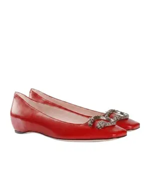 Gucci Square-toed Ballet Shoes - Red