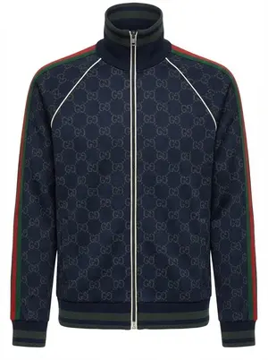 Gucci Monogrammed Zip-up Sweatshirt - Black