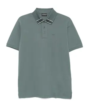 Emporio Armani Logo-embroidered Polo Shirt - Gray