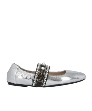 Pinko Pearl-embellished Buckle Ballet Flats - Gray