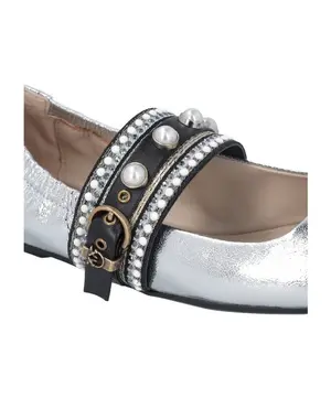 Pinko Pearl-embellished Buckle Ballet Flats