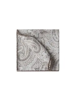 Brunello Cucinelli Paisley-printed Finished Edge Pocket Square - Gray