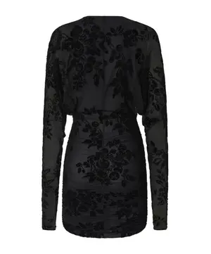Pinko Roulette Lace Detailed Long Sleeve Dress
