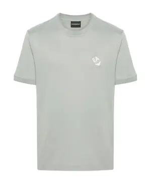 Emporio Armani Logo-embroidered Cotton T-shirt - Gray