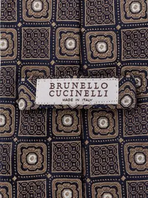 Brunello Cucinelli Geometric-pattern Print Silk Tie