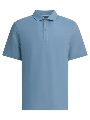 Brunello Cucinelli Short-sleeved Polo Shirt - Blue