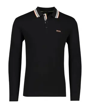 Hugo Boss Striped Collar Polo Shirt - Black