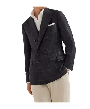 Brunello Cucinelli Double-breasted Blazer - Anthracite