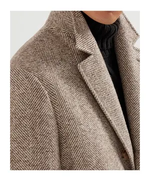 Brunello Cucinelli Chevron-pattern Single-breasted Coat