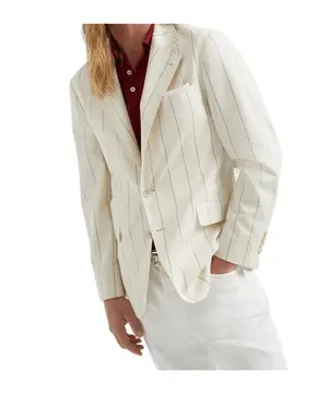 Brunello Cucinelli Striped Blazer - White