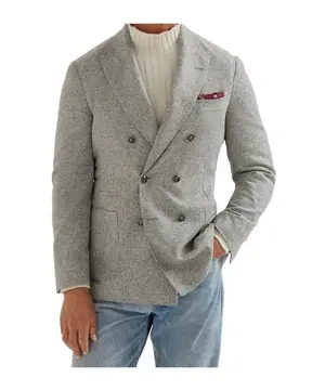 Brunello Cucinelli Prince Of Wales Blazer - Light Gray