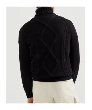 Brunello Cucinelli Cashmere Ribbed Turtleneck Sweater - Black