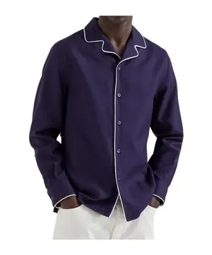 Brunello Cucinelli Contrast-trim Shirt - Blue