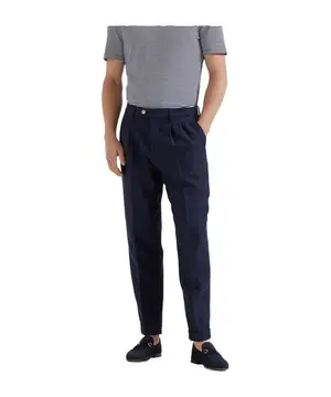 Brunello Cucinelli Pleat-detailing Trousers - Navy Blue