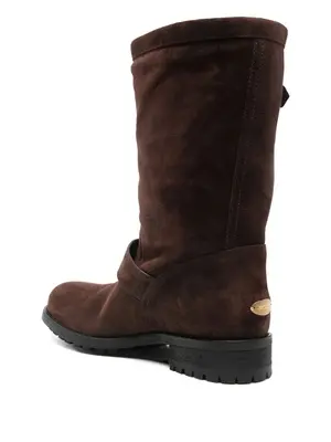 JIMMY CHOO Buckle Biker Suede Boots
