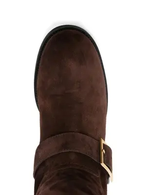 JIMMY CHOO Buckle Biker Suede Boots