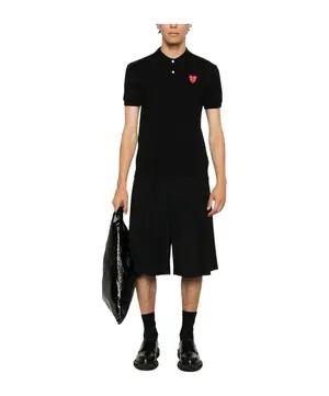 Comme Des Garçons Heart-patch Cotton Polo Shirt