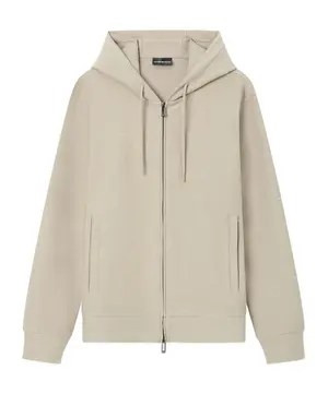 Emporio Armani Zip-up Drawstring Hoodie - Khaki