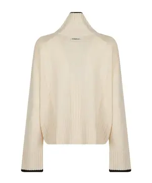 Pinko Turtleneck Jumper With Ribbed Details - Nude