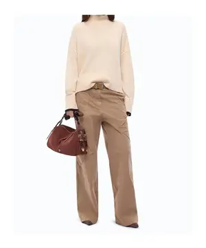 Pinko Turtleneck Jumper With Ribbed Details - Nude