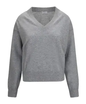 Brunello Cucinelli V-neck Cashmere Sweater - Gray