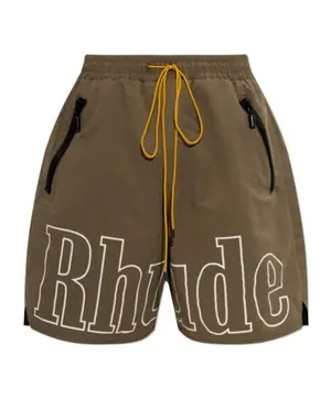 Rhude Logo-print Drawstring Shorts - Brown