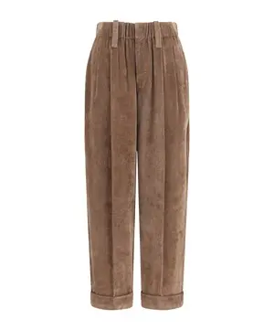 Brunello Cucinelli Pleated Corduroy Trousers - Brown