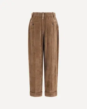 Brunello Cucinelli Pleated Corduroy Trousers - Brown