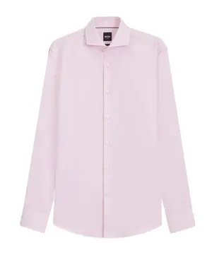 Hugo Boss Boss One Slim-fit Shirt In Wrinkle-resistant Oxford Cotton - Pink