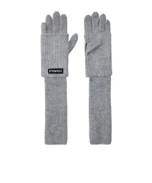 Pinko Sequin-embellished Ribbed-knit Gloves - Grey