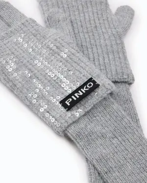 Pinko Sequin-embellished Ribbed-knit Gloves