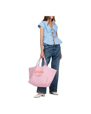 GANNI Terry Cloth Tote Bag - Pink