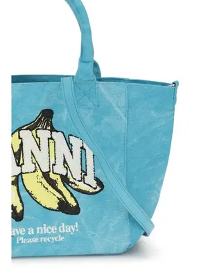 GANNI Banana Print Tote Bag - Blue