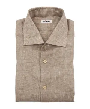 Kiton Mélange-effect Button-up Shirt - Beige