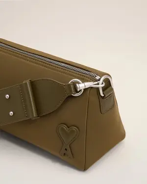 AMI Paris Brown Nylon Marcel Bag