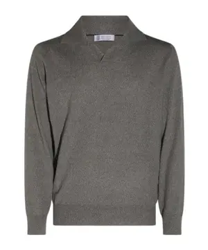 Brunello Cucinelli V-neck Knitted Jumper - Green
